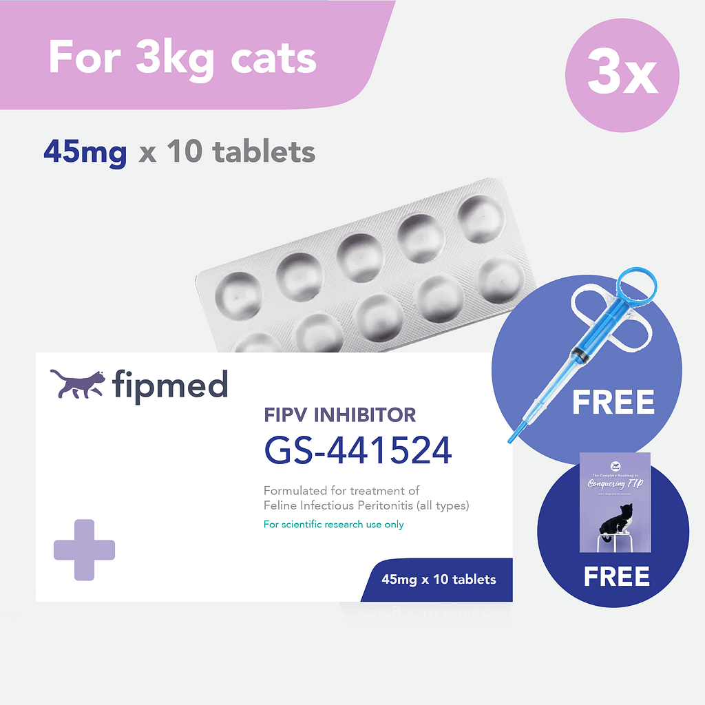 3x Strips FipMed Tablet x 10 gün (3 kg kediler için) - FipMed